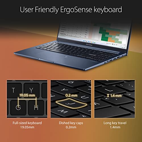 ASUS VivoBook 15X OLED Laptop, 15.6" OLED Display, AMD Ryzen 7 5800H CPU, AMD Radeon GPU, 16GB RAM, 512GB SSD, Windows 11 Home, Quiet Blue, M1503QA-ES74