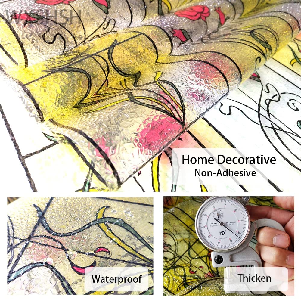 Glass Window Film 1/2/3/5M Decorative Window Film Static Cling Stained Glass Stickers Christmas Decorations for Home Window Privacy Film (Size : 45x100 cm)