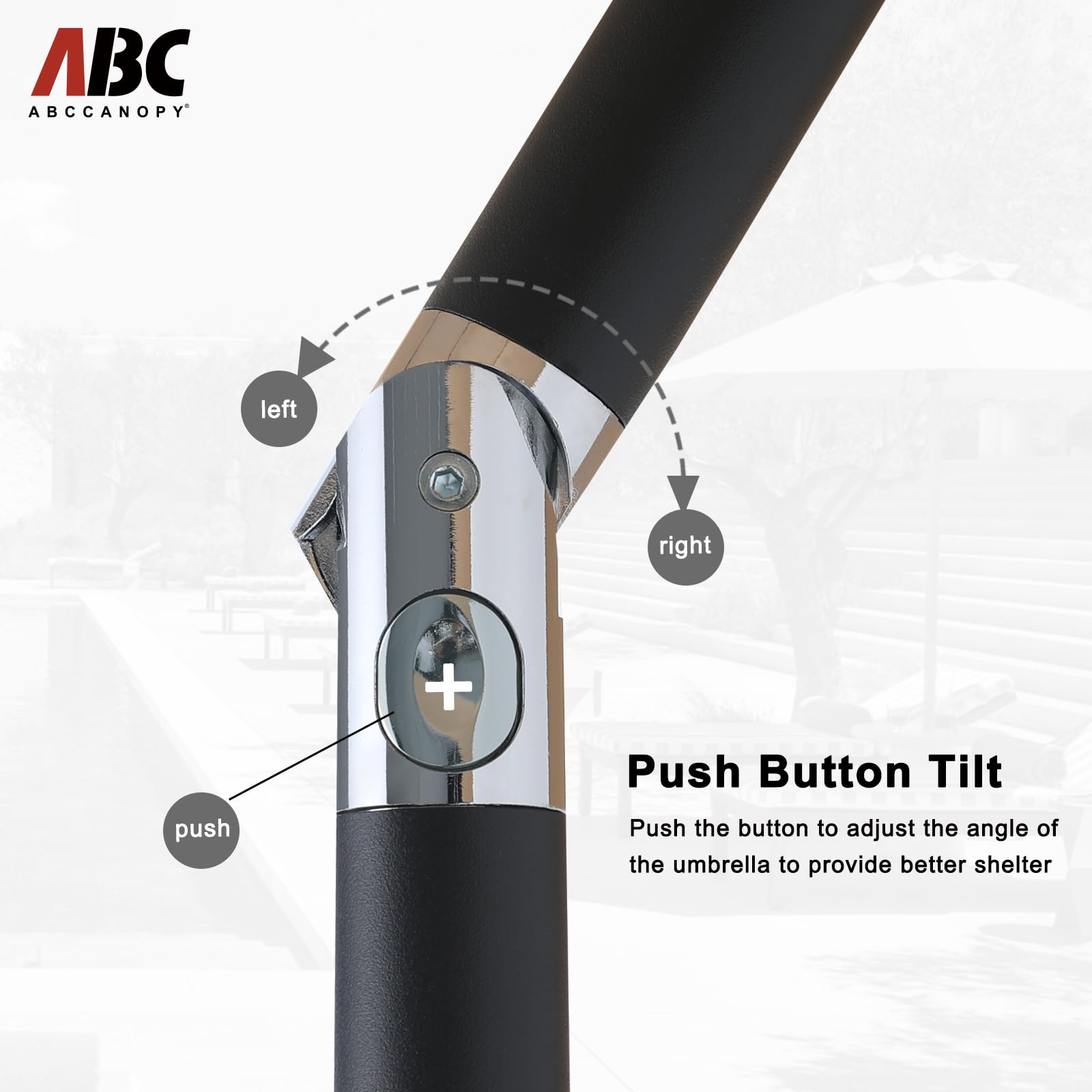 ABCCANOPY 10FT Patio Umbrella - Outdoor Waterproof Table Umbrella with Push Button Tilt and Crank, 8 Ribs UV Protection Pool Umbrella for Garden, Lawn, Deck & Backyard (Dark Gray)