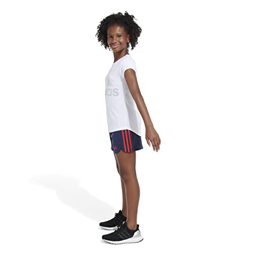 adidas Girls' Big AEROREADY 3-Stripe Pacer Mesh Short, Collegiate Navy, L (14)