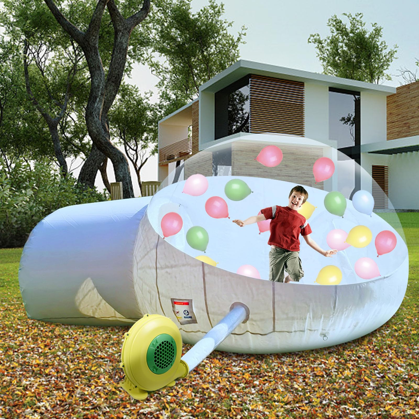 CNCEST Inflatable Bubble House, 13ft Dia. Waterproof Luxurious Transparent Outdoor Dome Double Tunnel Inflatable Bubble Tent with Blower for Camping, Music Festival, Stargazing