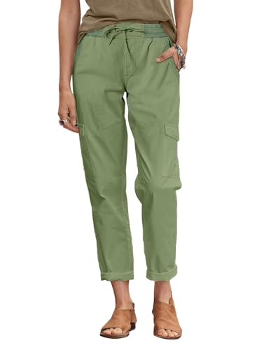 Dokotoo Cargo Pants Women High Waisted Baggy Wide Leg Womens Pants 4 Pockets Womens Fashion 2023 Fall Y2K Clothing Casual Combat Military Trouser Green