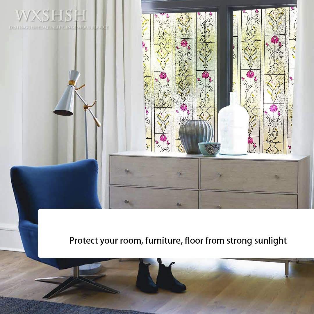 Glass Window Film 1/2/3/5M Decorative Window Film Static Cling Stained Glass Stickers Christmas Decorations for Home Window Privacy Film (Size : 45x100 cm)