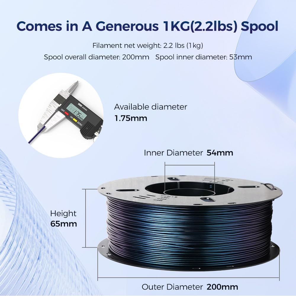 VOXELAB 3D Printer Filament, 1.75mm PETG Burnt Titanium Filament, Dimensional Accuracy +/- 0.02 mm, 3D Printing Material 1kg/ Spool, Fit Most FDM 3D Printers, Burnt Titanium
