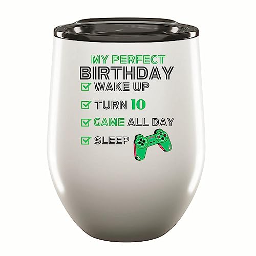 10th Birthday Gamer Gift for 10 Years Old Boys 12oz Wine Tumbler Cup