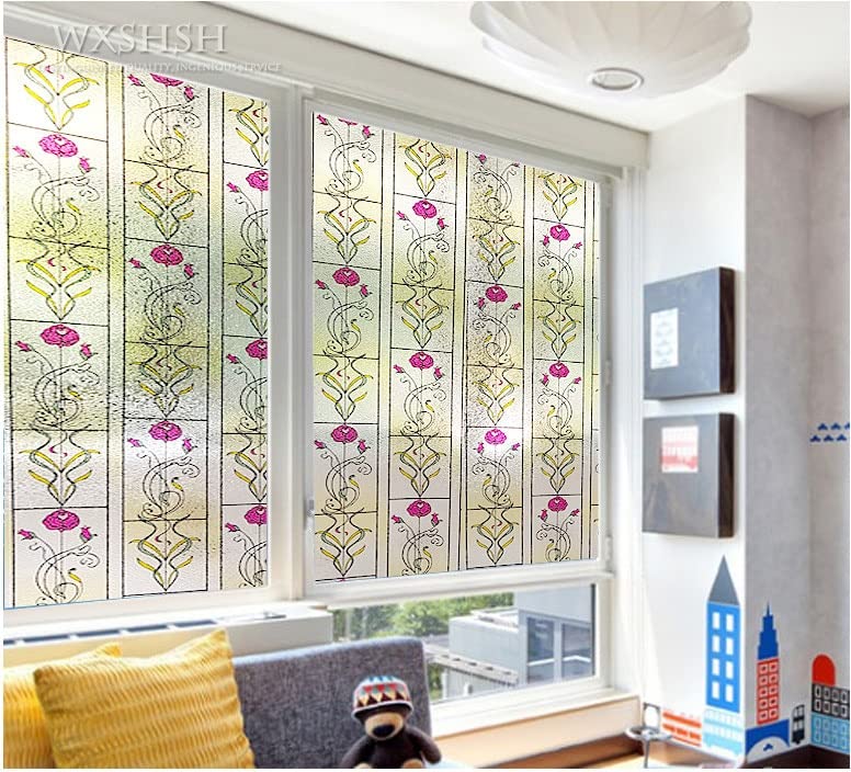 Glass Window Film 1/2/3/5M Decorative Window Film Static Cling Stained Glass Stickers Christmas Decorations for Home Window Privacy Film (Size : 45x100 cm)