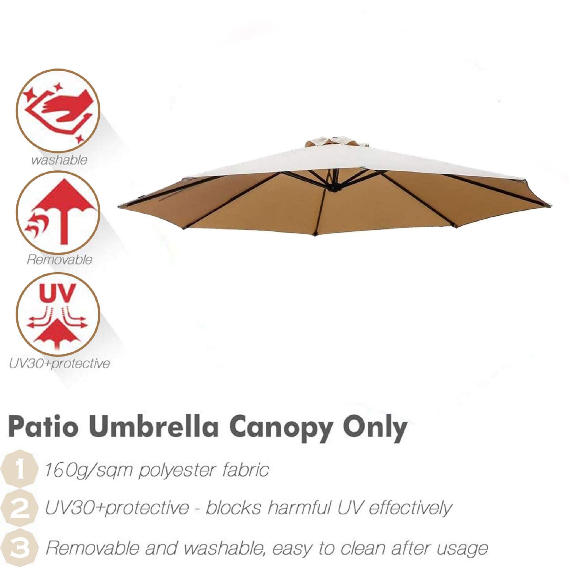 labworkauto Cantilever Patio Offset Umbrella 10 Replacement Umbrella Canopy Backyard Sunshade Outdoor Market Canopy Fit for Patio Backyard and Outdoor Market