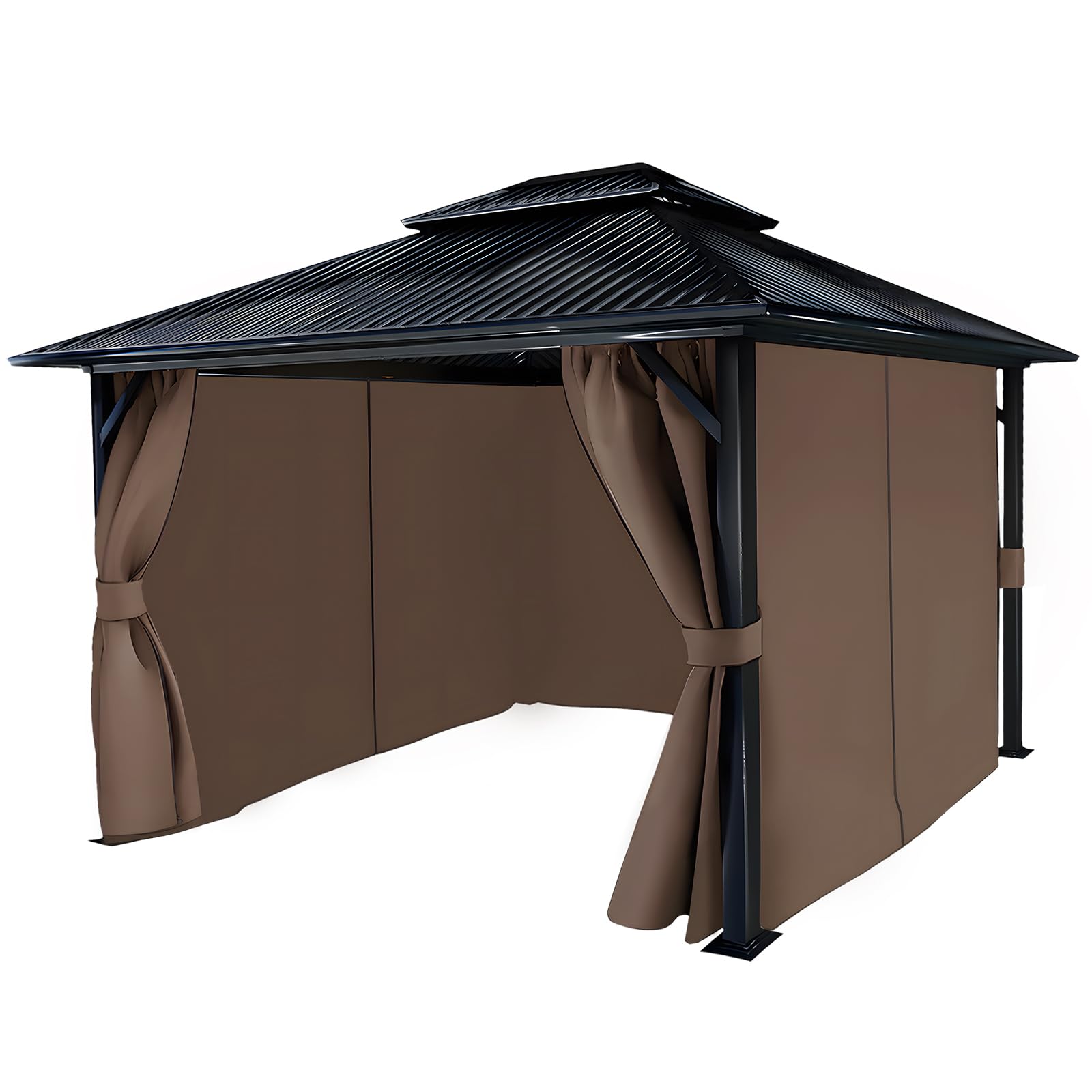 COWVIE 4-Panel 12' x 12' Gazebo Replacement Curtains, Patio Privacy Sidewalls with Double Zipper, Replacement for Outdoor Gazebo Canopy (Curtain Only)
