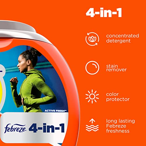 Tide PODS Liquid Laundry Detergent Soap Pacs, 4-n-1 with Febreze, HE Compatible, 85 Count, Fights even week old Odors, Sport Odor Defense