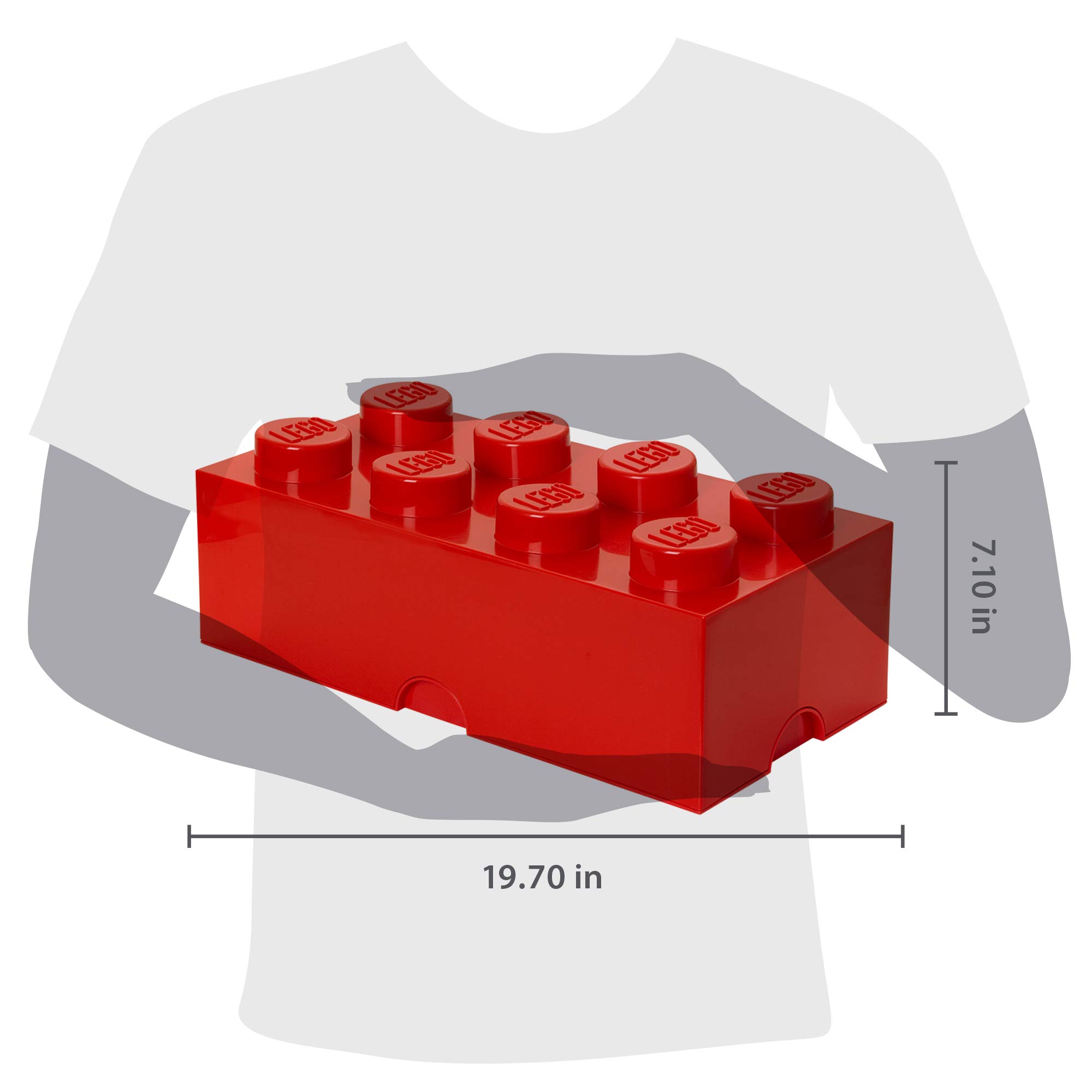 Room Copenhagen, LEGO Brick Box Stackable Storage Containers - Organizational Building Blockss - 19.69 x 9.84 x 7.09 Inches - Brick 8, Bright Red