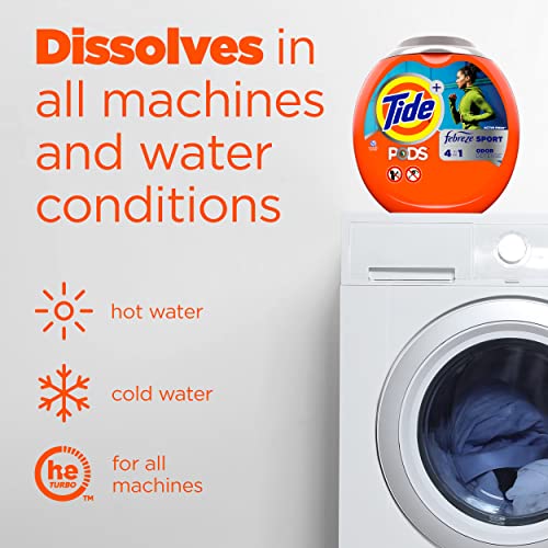 Tide PODS Liquid Laundry Detergent Soap Pacs, 4-n-1 with Febreze, HE Compatible, 85 Count, Fights even week old Odors, Sport Odor Defense