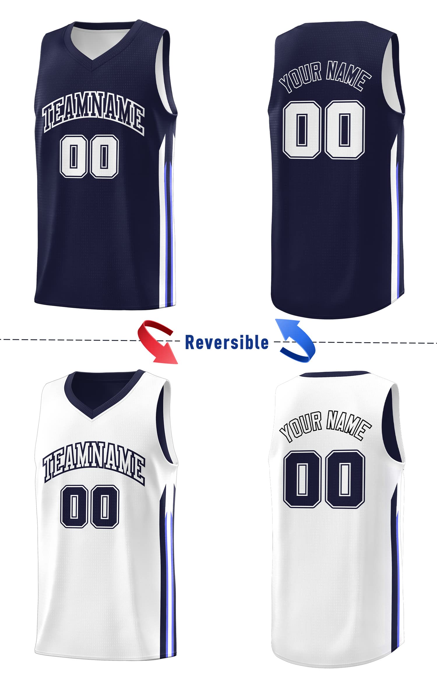 Custom Reversible Basketball Jersey - Personalize Team Uniform Design Your Own Name & Number for Men/Youth