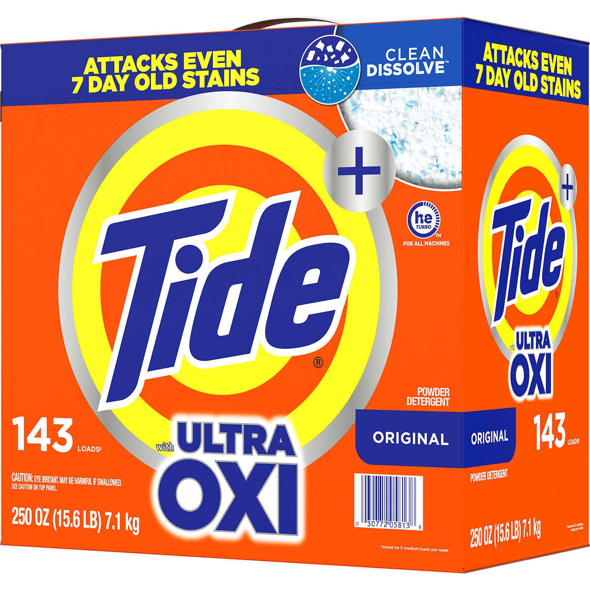 Tide HE Ultra Oxi Powder Laundry Detergent, Original, 250 Ounce