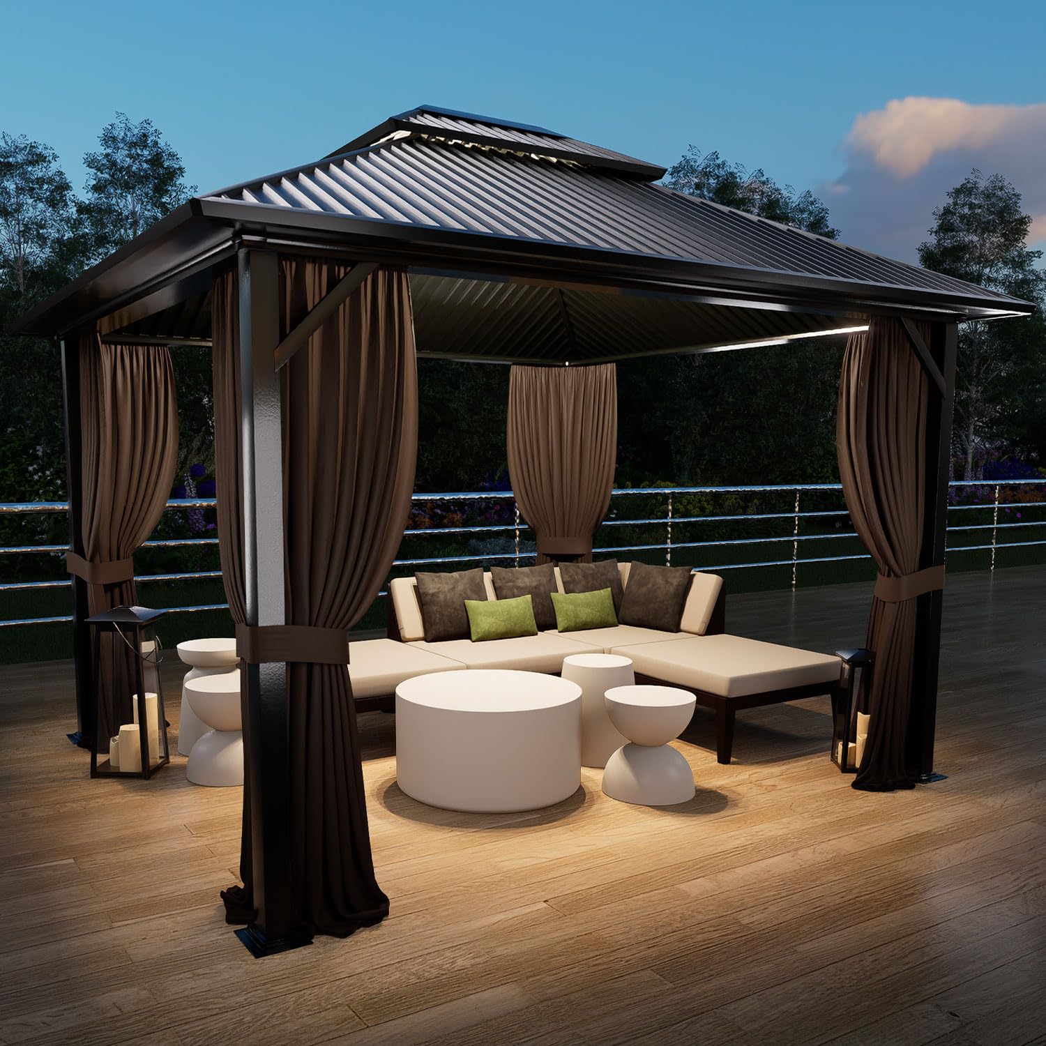 COWVIE 4-Panel 12' x 12' Gazebo Replacement Curtains, Patio Privacy Sidewalls with Double Zipper, Replacement for Outdoor Gazebo Canopy (Curtain Only)