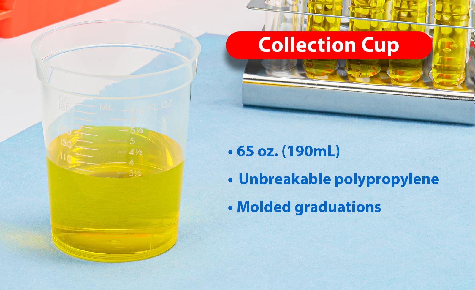 Globe Scientific 5920 Polypropylene Graduated Specimen Container Collection Cup with Pour Spout, 6.5 oz Capacity (Case of 500)