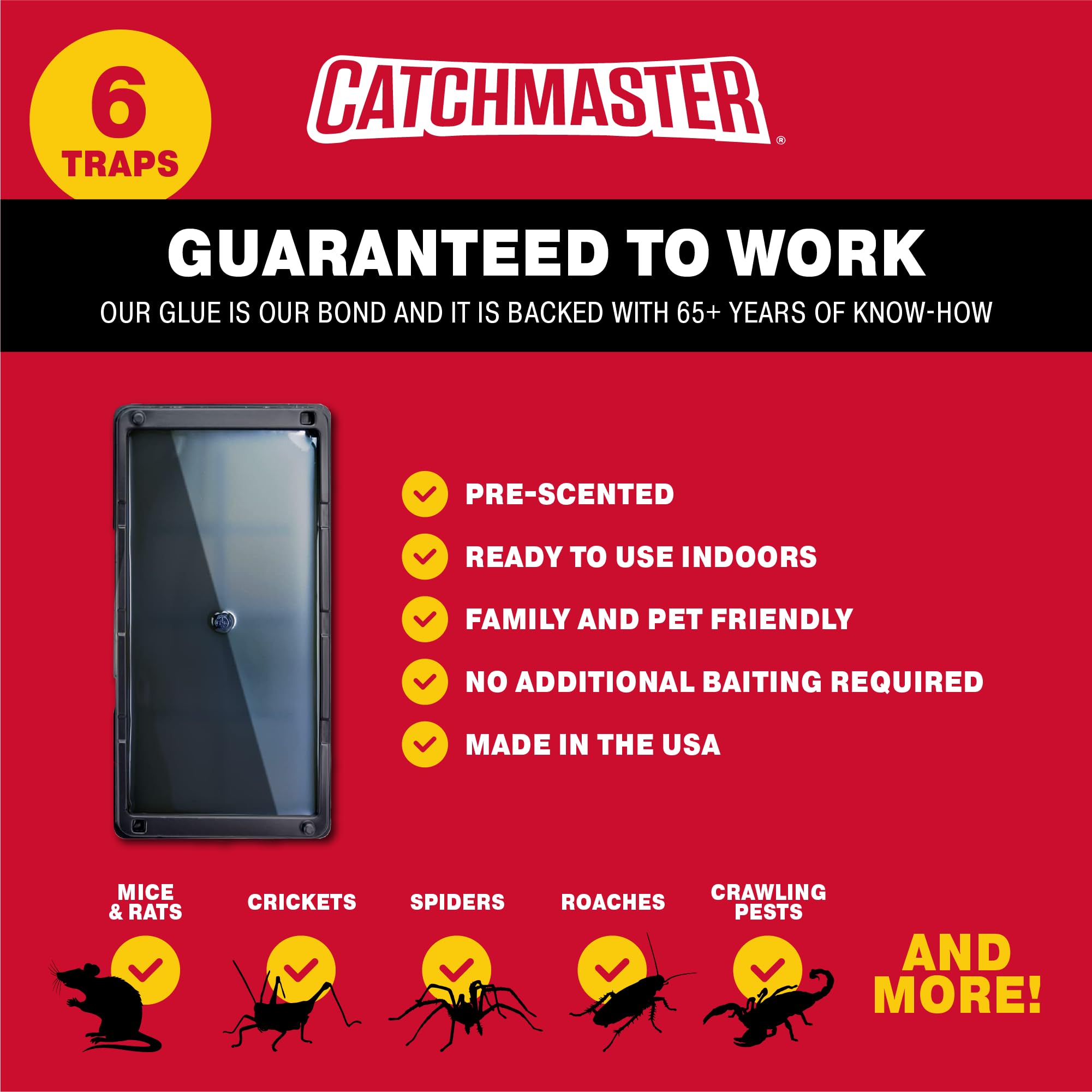 Catchmaster Mouse & Pest Glue Board Bundle, 36 Unscented Glue Boards & 6 Pack Large Glue Traps, Rat & Mouse Traps Indoor for Home, Pest Control