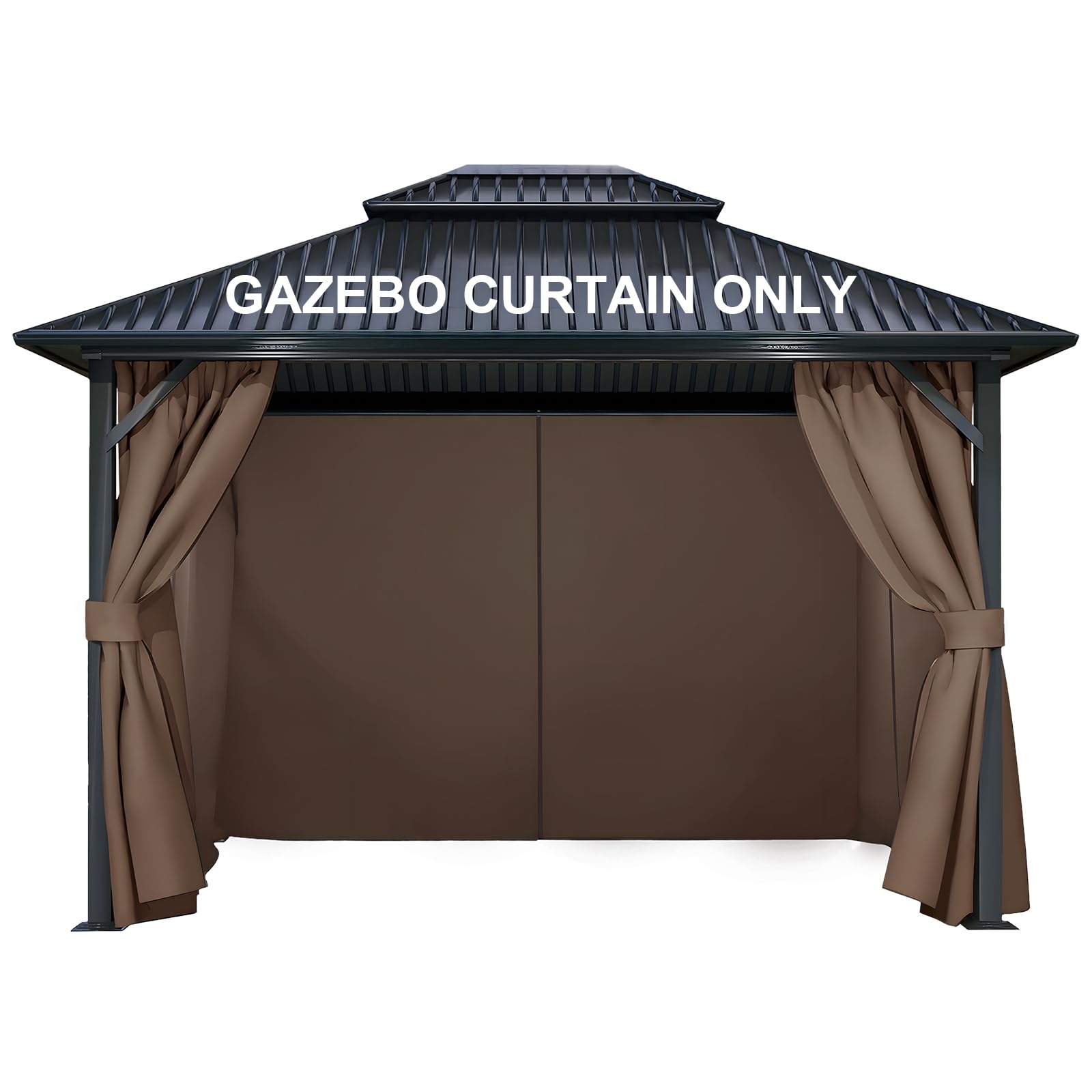 COWVIE 4-Panel 12' x 12' Gazebo Replacement Curtains, Patio Privacy Sidewalls with Double Zipper, Replacement for Outdoor Gazebo Canopy (Curtain Only)