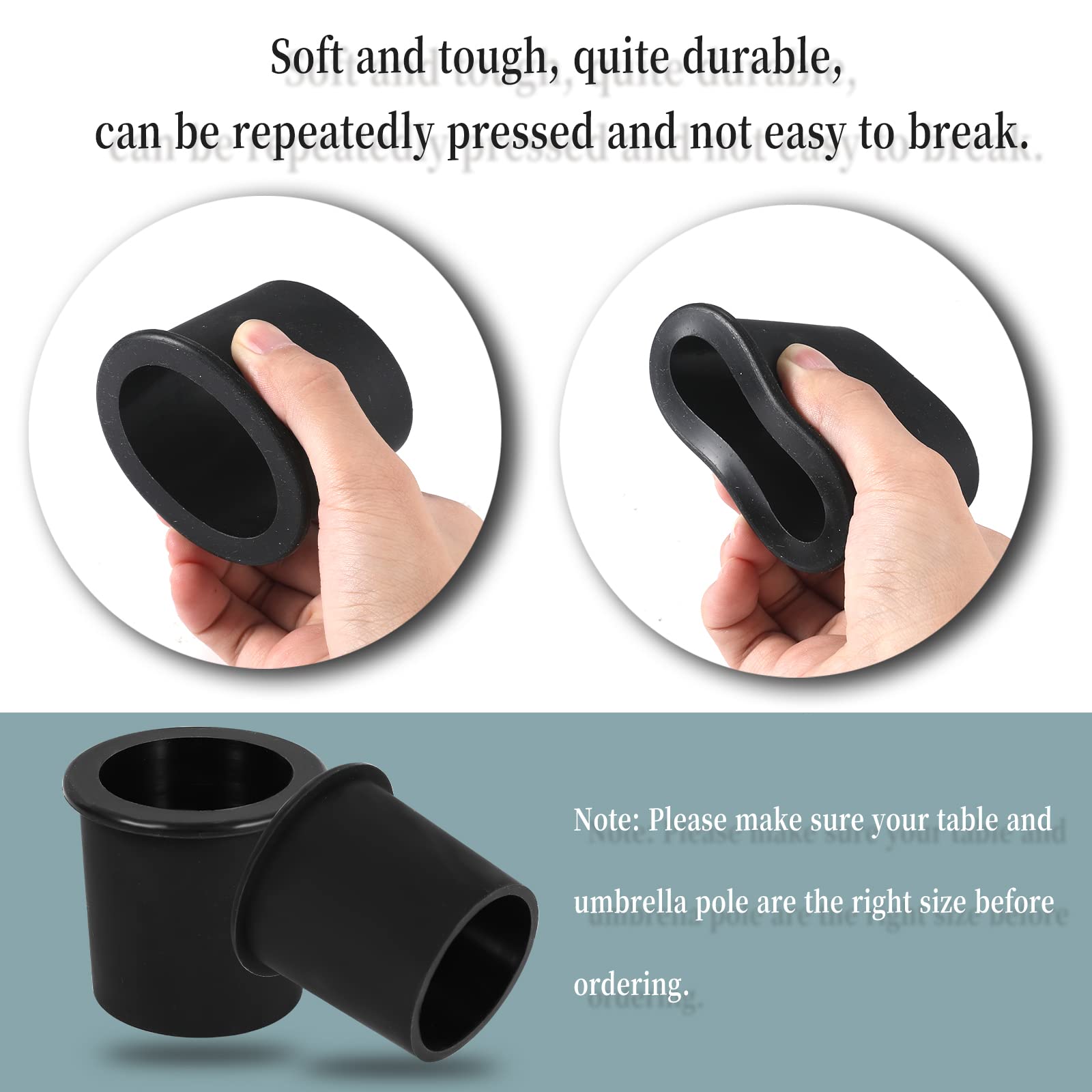 AIEX 2 Pcs Table Umbrella Hole Rings, Umbrella Cone Wedge Silicone Patio Table Umbrella Hole Plug, Soft Terrace Table Umbrella Wedge for Coffee Shop Milk Tea Shop Courtyard (Black)