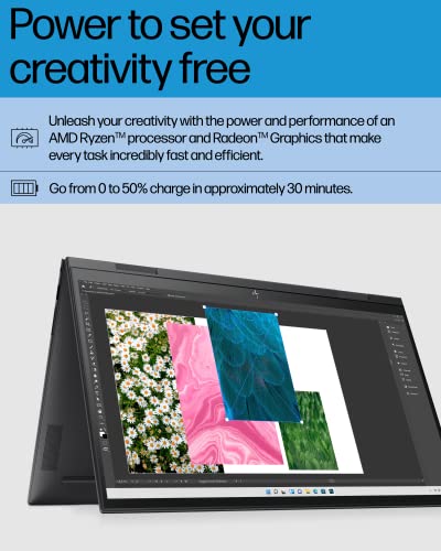 HP ENVY x360 Convertible 15-inch Laptop, AMD Ryzen 7 5825U processor, AMD Radeon Graphics, 8 GB RAM, 512 GB SSD, Windows 11 Home (15-eu1026nr, Nightfall black aluminum) (Renewed)