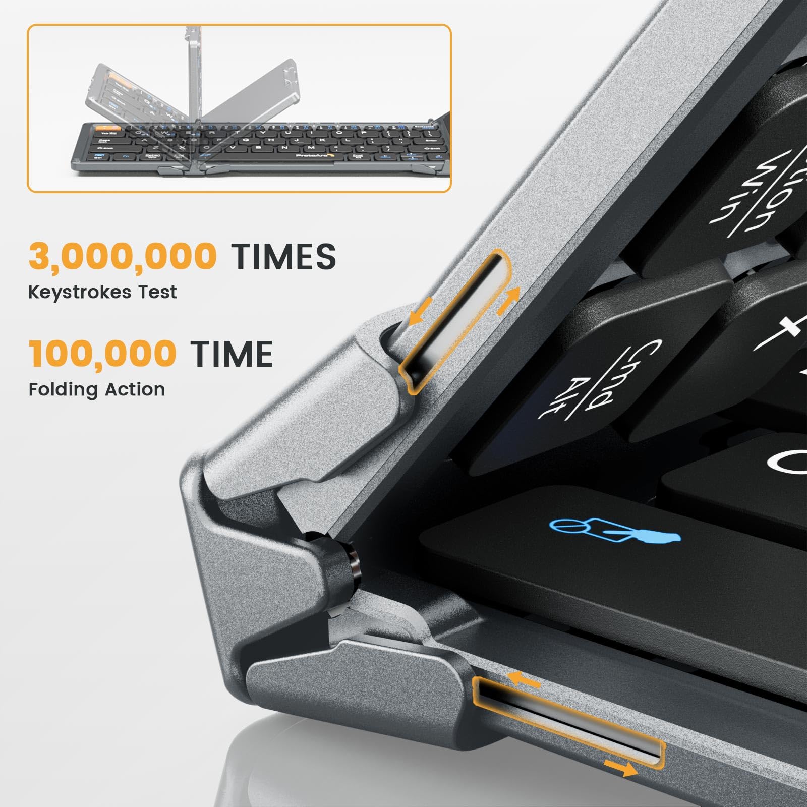 ProtoArc Foldable Bluetooth Keyboard with Touchpad, XK02 Folding Wireless Keyboard for Travel, Pocket-Sized Compact Portable Keyboard for iPad iPhone Tablet Laptop Windows iOS Android
