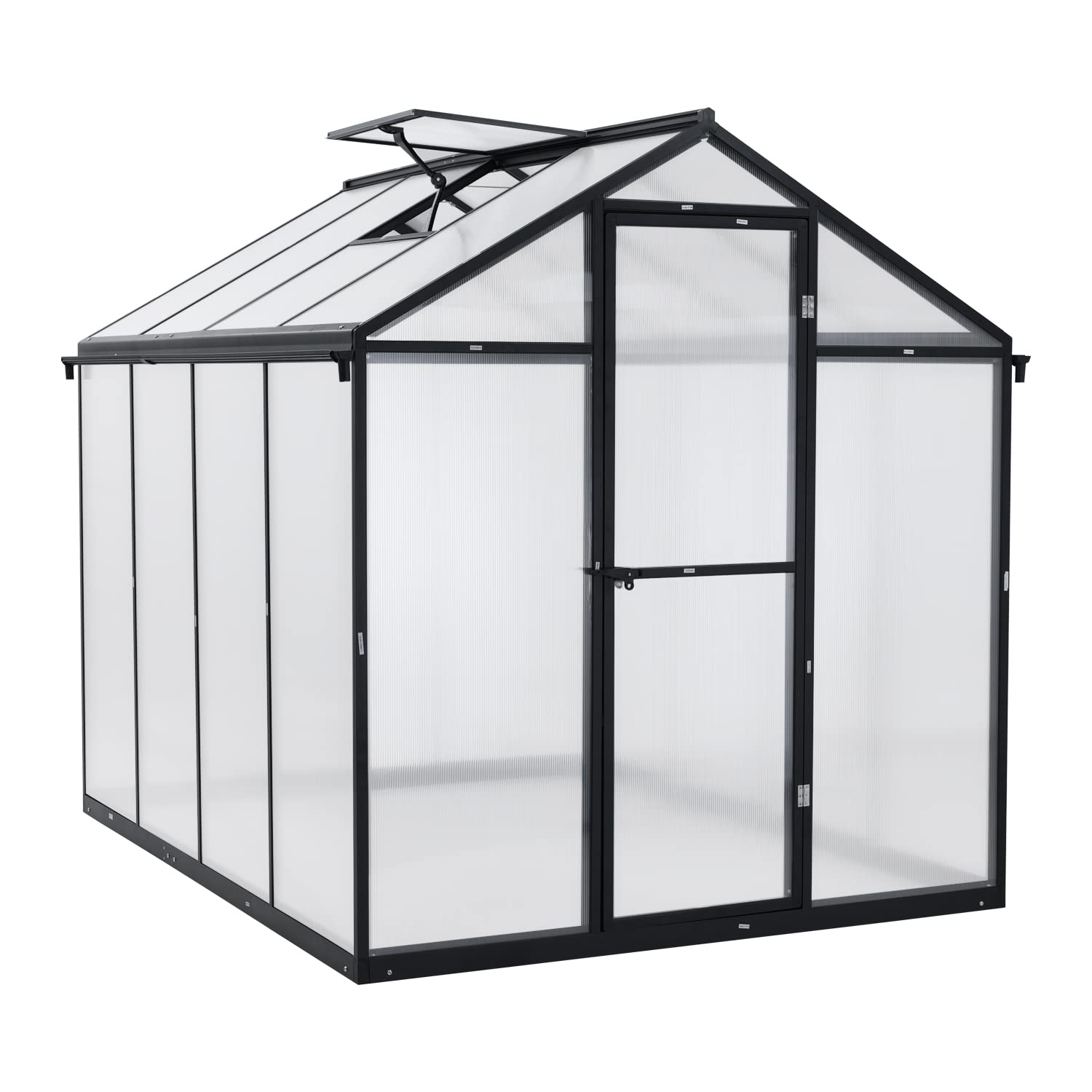6' x 8' Walk-in Greenhouse Polycarbonate Panel Hobby Greenhouses with Aluminum Frame Heavy Duty with 1 Vent Window & Lockable Door for Outdoor,Patio, Backyard, Garden