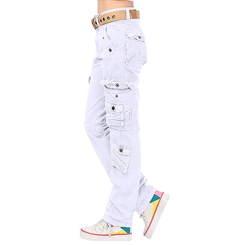 Akklian High Waisted Cargo Pants for Women Baggy Boyfriend Trousers Army Combat Work Pants with Multi Pockets