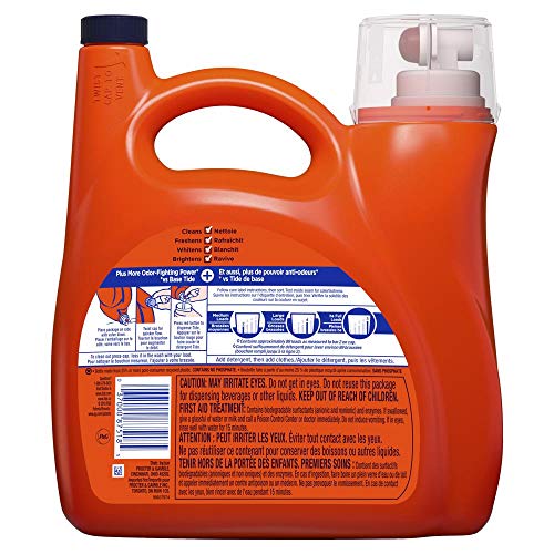 Tide Plus Febreze Fresh Sport Odor Defense HE Turbo Clean Liquid Laundry Detergent, Active Fresh Scent (89 Loads), 138 Fl Oz - Packaging May Vary