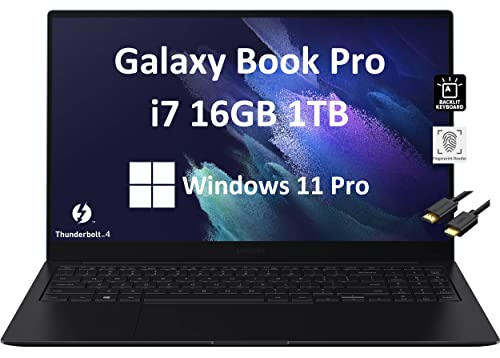 SAMSUNG Galaxy Book Pro 15.6" FHD AMOLED (Intel Core i7-1165G7, 16GB RAM, 1TB PCIe SSD) Home & Business Laptop, Backlit Keyboard, Fingerprint Reader, Wi-Fi 6E, Webcam, OLED, IST HDMI, Win 11 Pro