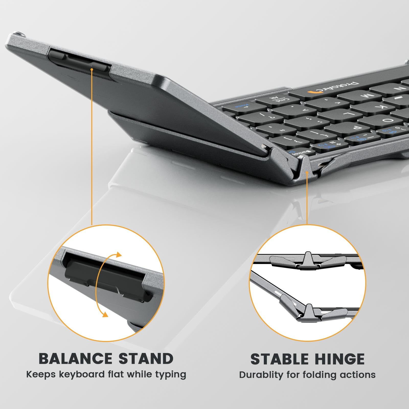 ProtoArc Foldable Bluetooth Keyboard with Touchpad, XK02 Folding Wireless Keyboard for Travel, Pocket-Sized Compact Portable Keyboard for iPad iPhone Tablet Laptop Windows iOS Android
