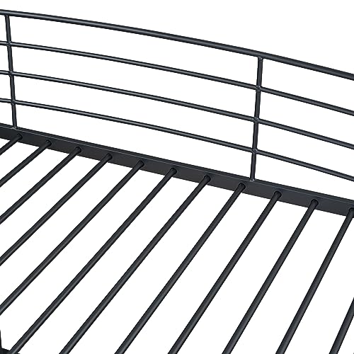 ALYSAHOME Twin Size Loft Bed with 4 Layers of Shelves and L-Shaped Desk, Stylish Metal Frame Bed with a Set of Sockets, USB Ports and Wireless Charging, Black