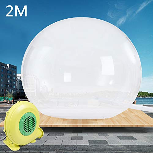 Bubble Tent Outdoor Party Wedding Inflatable Air Blower Bubble Tent Single Tunnel Luxury Dome Bubble Tent D Ring Secured Camping Gazebo 6.5Ft (Fully Transparent(Round))