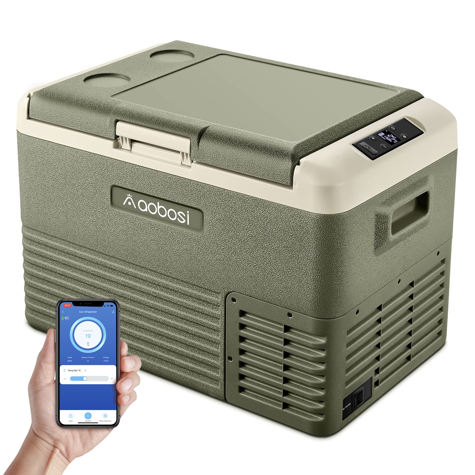 AAOBOSI 12 Volt Car Refrigerator 32 Quart (30L) RV Portable Refrigerator Freezer Car Fridge Cooler -4â-68â Electric Compressor Cooler 12/24V DC 100-240V AC Travel