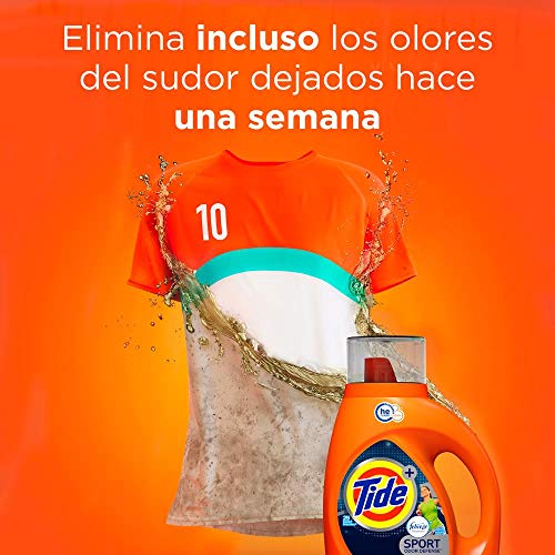 Tide Plus Febreze Fresh Sport Odor Defense HE Turbo Clean Liquid Laundry Detergent, Active Fresh Scent (89 Loads), 138 Fl Oz - Packaging May Vary