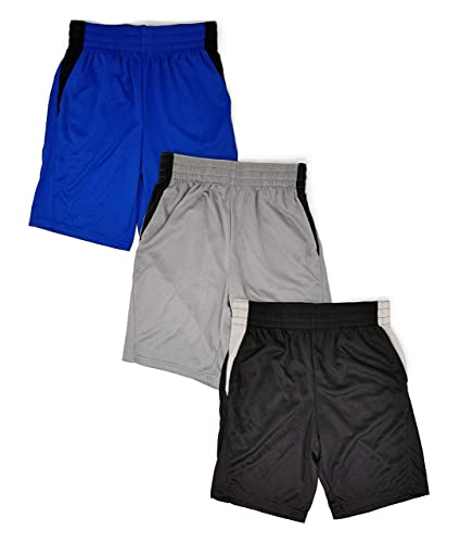 Andrew Scott Boys 3 Pack Active Performance Mesh Style Basketball Sport Shorts (3 Pack -1 Black & 2 Grab Bag Assorted Solids, XX-Large)