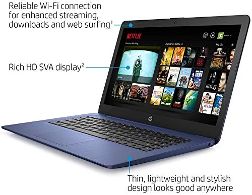2021 Newest HP Stream 14" HD SVA Laptop Computer, Intel Celeron N4000 Processor, 16GB RAM, 320GB Space(64GB eMMC+256GB MSD), Office 365, HDMI, Bluetooth, Windows 10, Blue, AllyFlex MP, Online Class