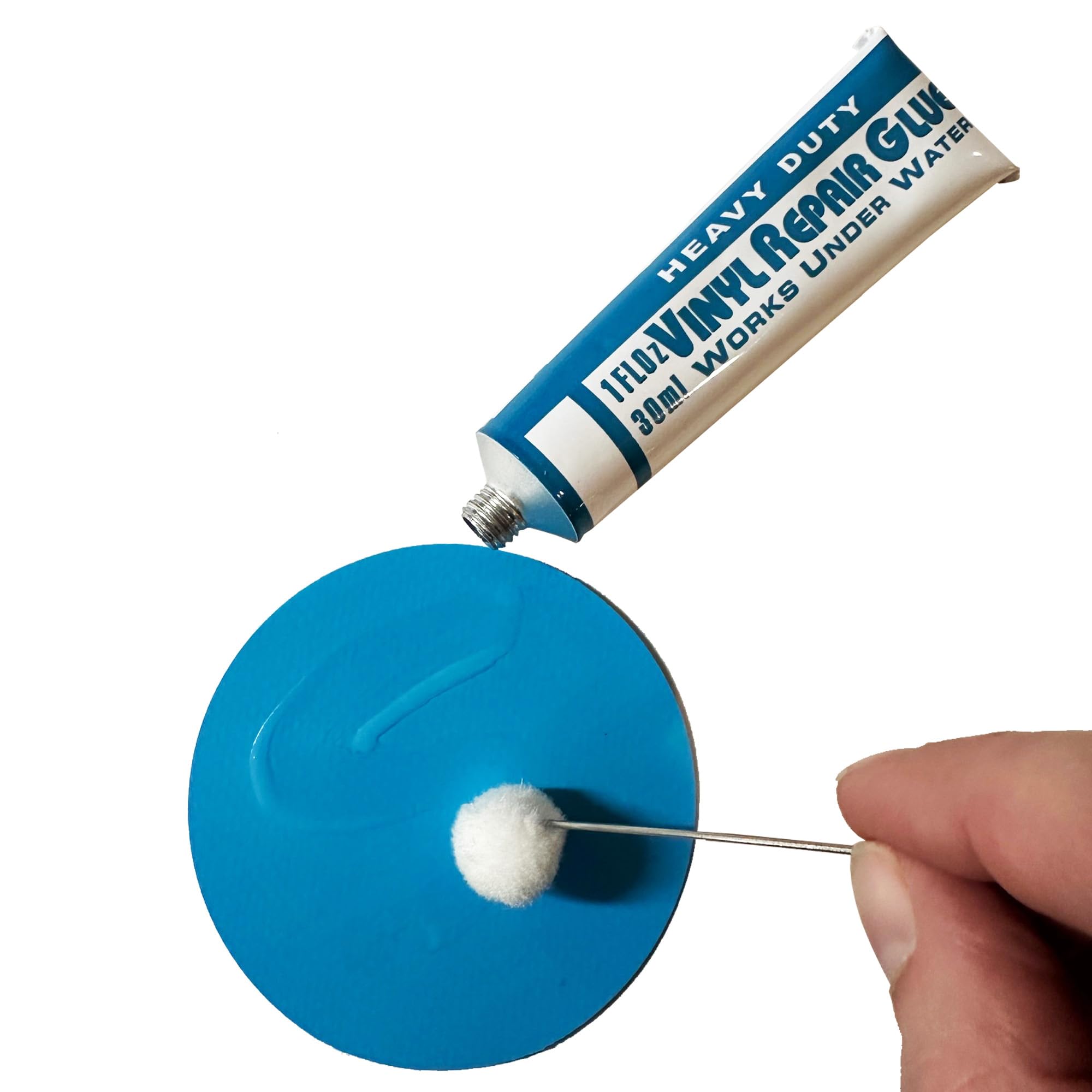 Pool Above Vinyl Repair Kit with Clear Sealant, Ideal for Inflatable River Run Tube and Other Vinyl Products, Includes Blue and White Patches and Strong Vinyl Glue