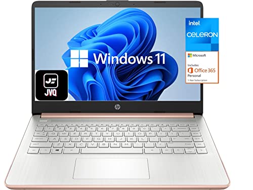 2022 Newest HP Stream 14" HD Laptop, Intel Celeron N4020(up to 2.8GHz), 16GB RAM, 320GB Space(64GB eMMC+256GB Card), 1-Year Office 365, WiFi, HDMI, USB-C, Webcam,Bluetooth,Windows 11S,Rose Gold+JVQ MP