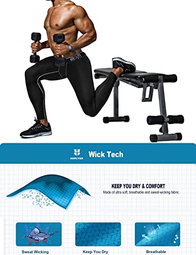 HOPLYNN 4 Pack Compression Pants Tights Leggings Men, Winter Baselayer for Running Workout Sports Yoga-4 Black-XL