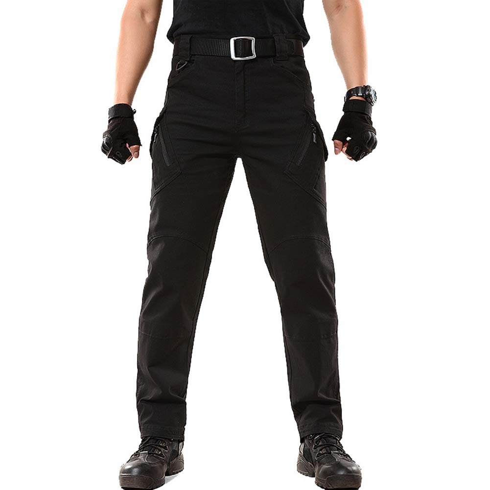 LABEYZON Men's Outdoor Work Military Tactical Pants Lightweight Rip-Stop Casual Cargo Pants Men (Black, 36W x 30L)