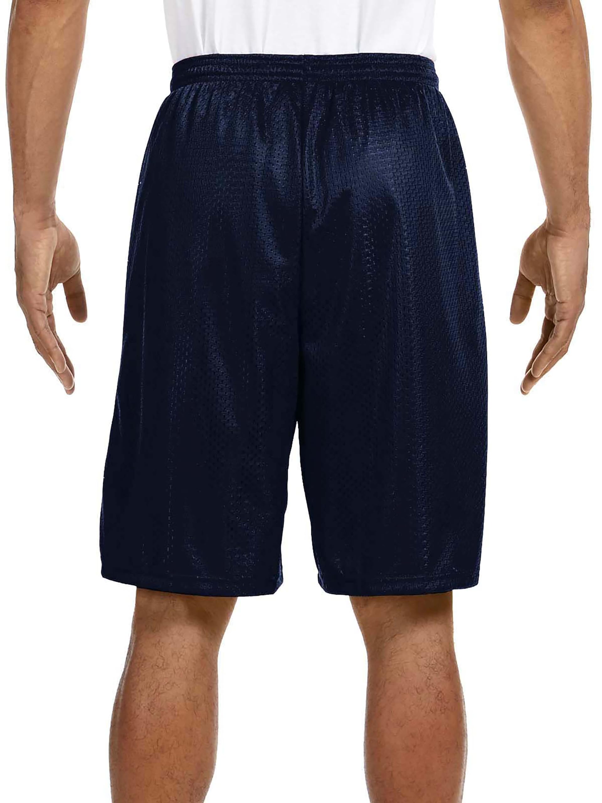 Hat and Beyond Mens Lightweight Basic Mesh Solid Basketball Jersey Workout Fitness Gym Shorts (Large, 1ihb01_Navy)