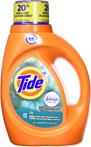 Tide plus Febreze Freshness Botanical Rain HE Turbo Clean Liquid Laundry Detergent, 46 oz, 29 loads (Packaging May Vary)
