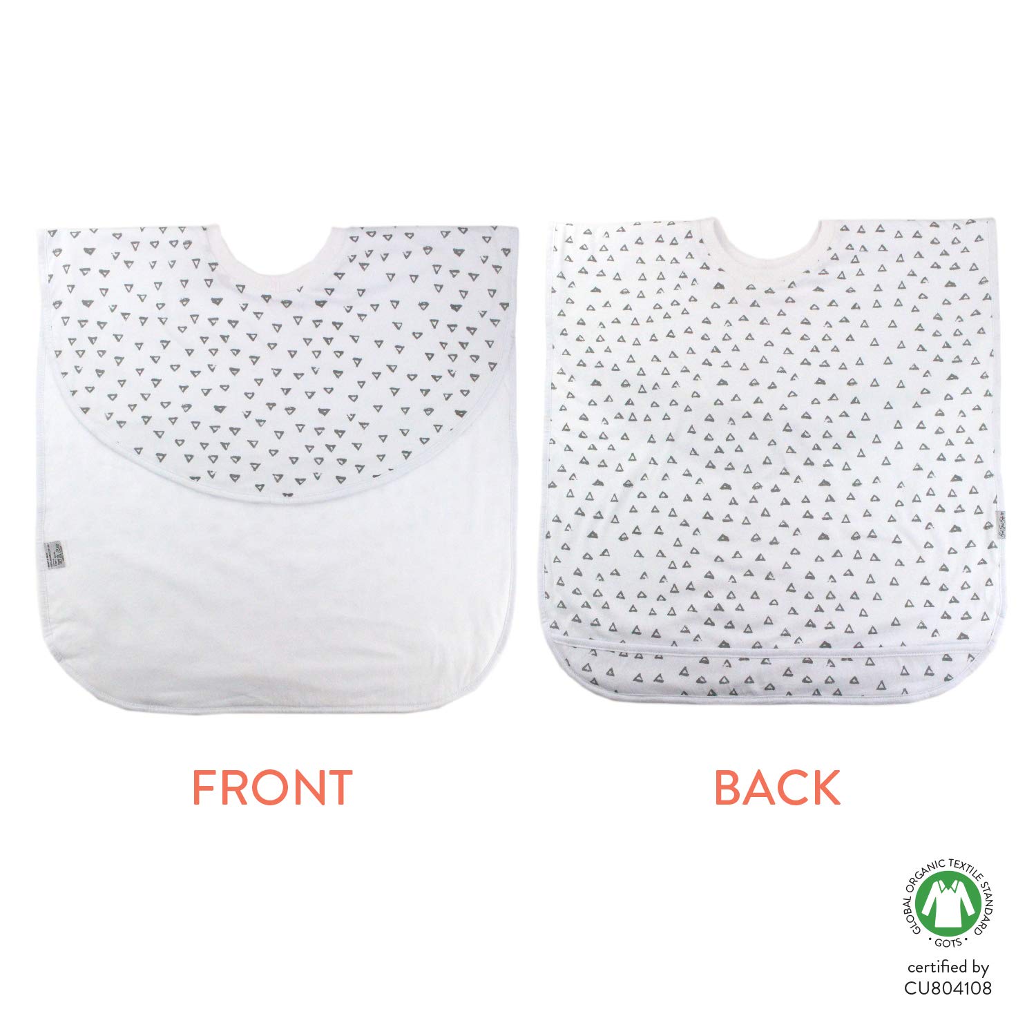 Baby Burp Cloth Double Shoulder Burp Bib, Organic Cotton Large 35”x22”, Triple Layer, Thick, Soft and Extra Absorbent Towels Burping Rags for Newborns, Shower Gift for Boys and Girls, Grey White