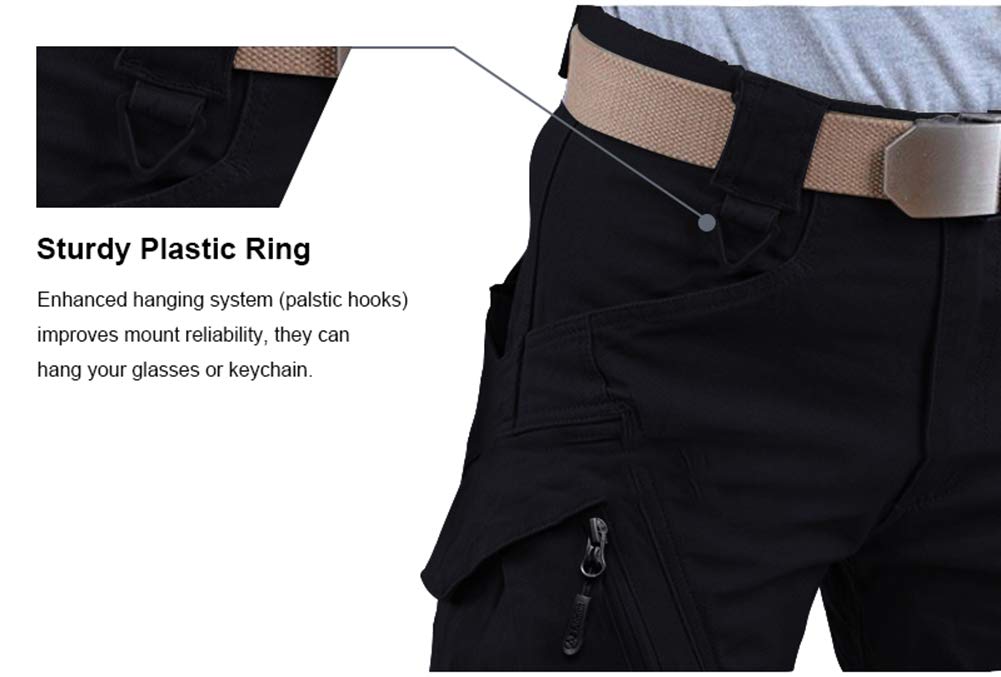 LABEYZON Men's Outdoor Work Military Tactical Pants Lightweight Rip-Stop Casual Cargo Pants Men (Black, 36W x 30L)