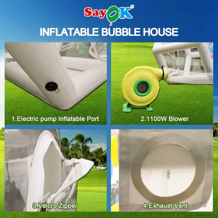 Inflatable Bubble Balloon Dome Clear Bubble Tent Decorative Inflatable Bubble House Dome for Kids Party Birthday Home Event Exhibition(10ft Dome, 6ft Tunnel)