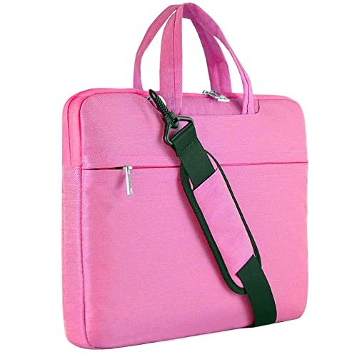 HESTECH Laptop Shoulder Bag, 15.6 Laptop Case Sleeve Business Messenger Briefcase Carrying Handbag for Women Men Fits 15-16 Inch Dell HP Acer Aspire 5/Predator Helios 300 Chromebook Ultrabook,Pink