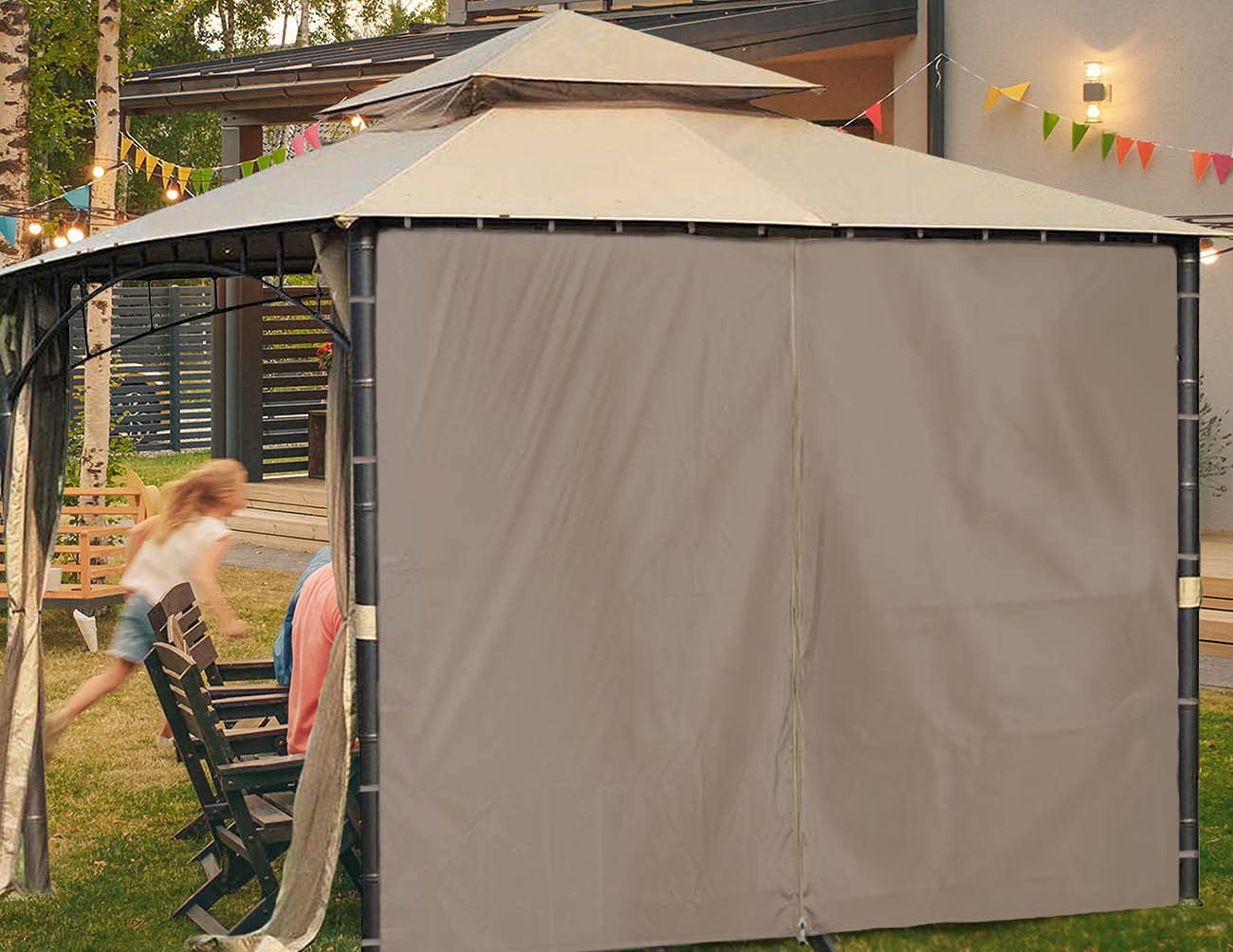 Ontheway Privacy Wall for Most 10' x 10' Gazebo 1 Panel Sidewall ONLY(Beige)