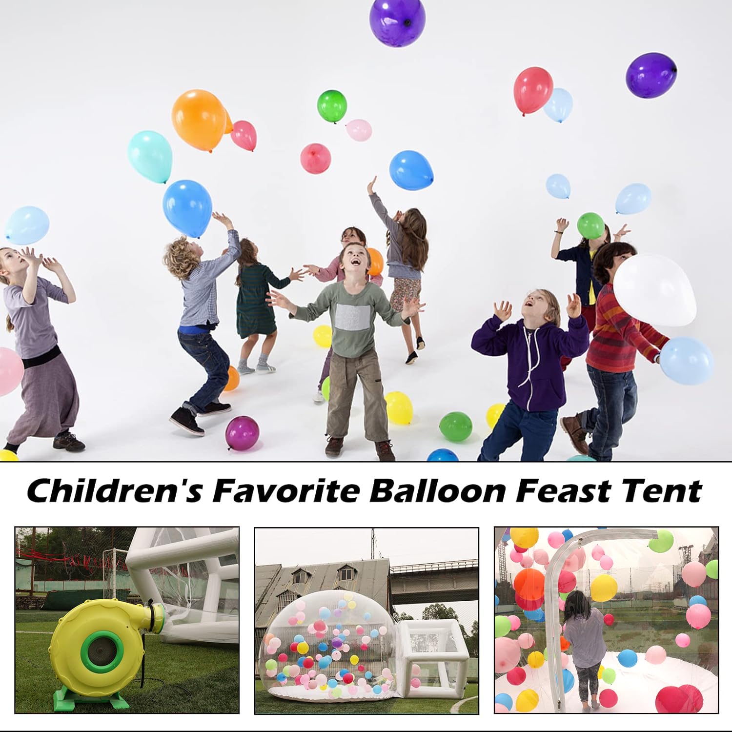 Inflatable Bubble Balloon Dome Clear Bubble Tent Decorative Inflatable Bubble House Dome for Kids Party Birthday Home Event Exhibition(10ft Dome, 6ft Tunnel)