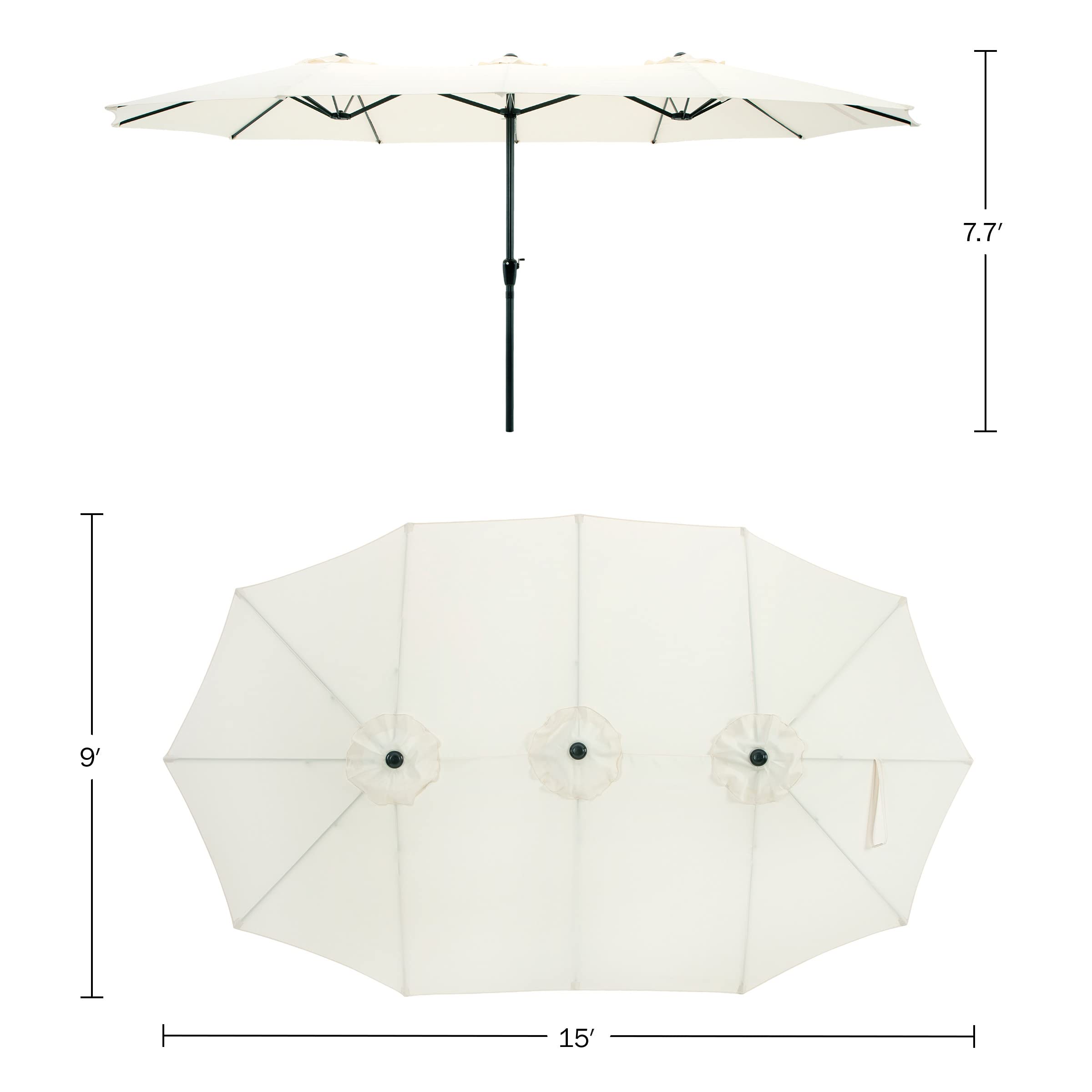 Pure Garden 50-LG1283 Beige 15' Double Sided Market Umbrella