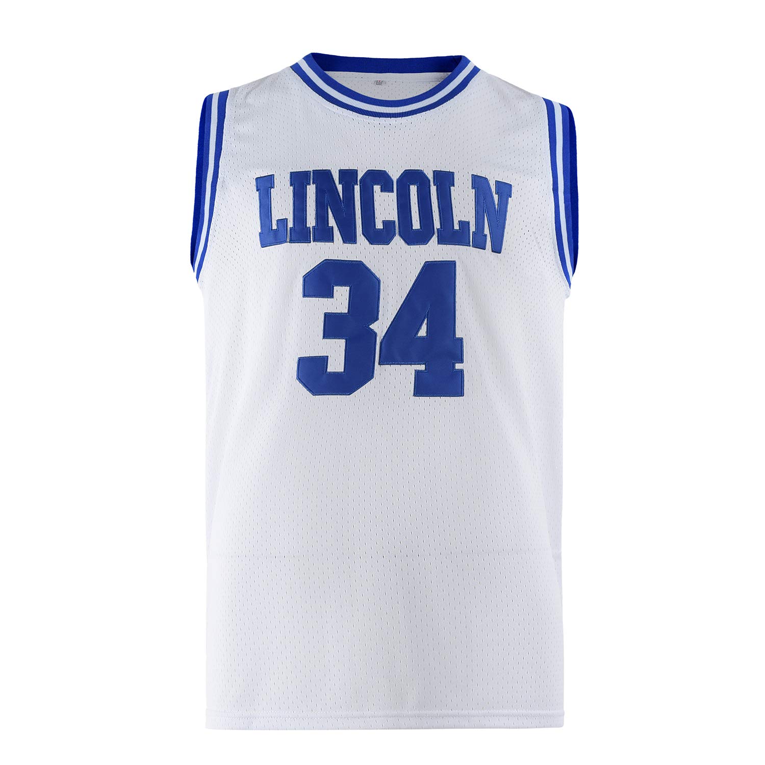 COMTOP Mens Lincoln #34 Jesus Shuttlesworth High School Movie Basketball Jersey for Adult White L