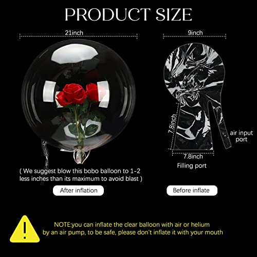 40 Pack Valentine‘s Day Large Clear Balloons for Stuffing Pre Stretched Extra Wide Mouth Bobo Balloons Fillable Helium Transparent Balloon for Birthday Wedding Party(21 Inch Inflated)